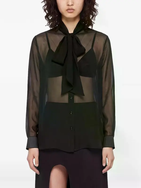 Tagliatore Eva Sheer Pussy-bow Shirt