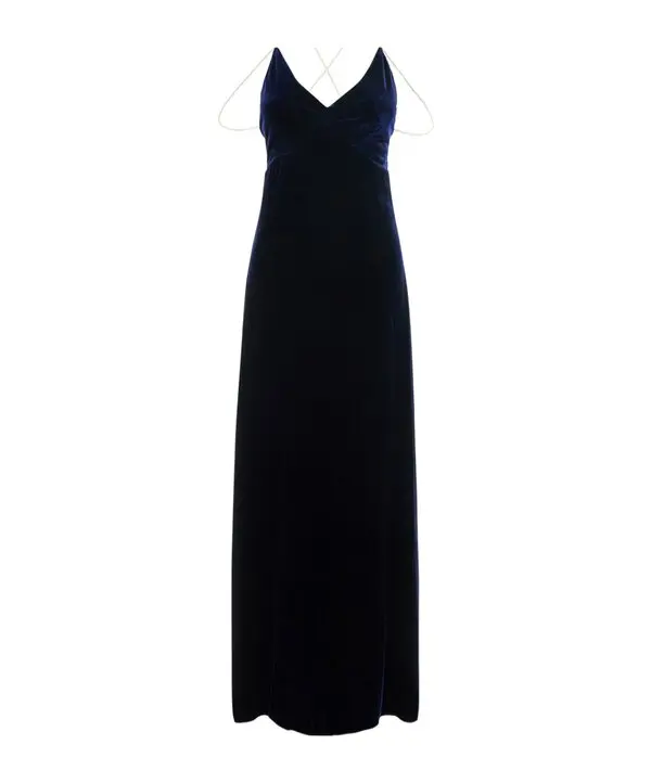 FORTE_FORTE Beaded Strap Velvet Maxi Dress