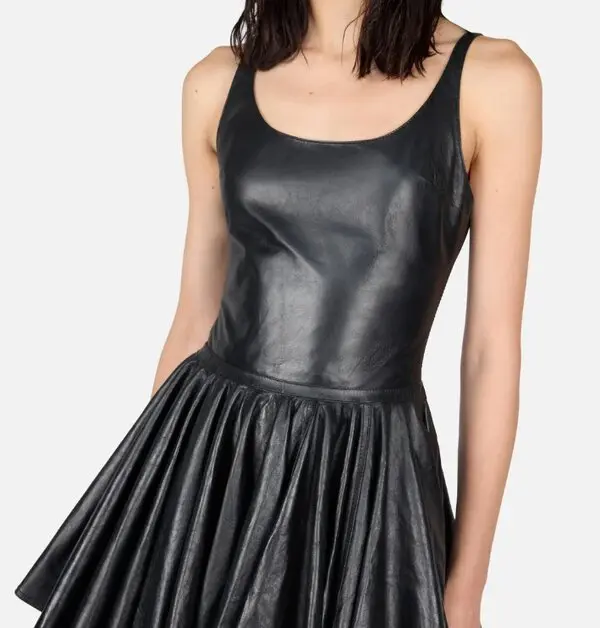 HAIKURE Faux Leather Cami Skater Dress