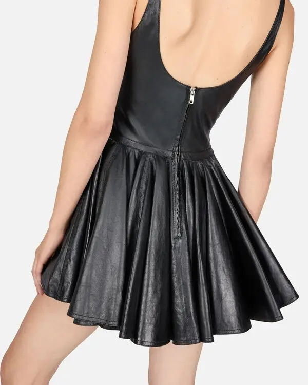 HAIKURE Faux Leather Cami Skater Dress