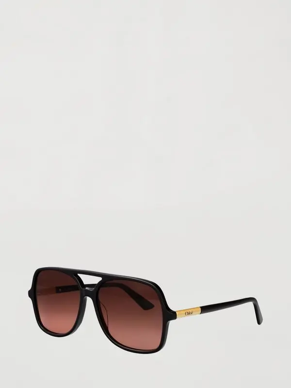Chloé Rectangular Aviator Sunglasses In Acetate With Double Bridge - Grey 1