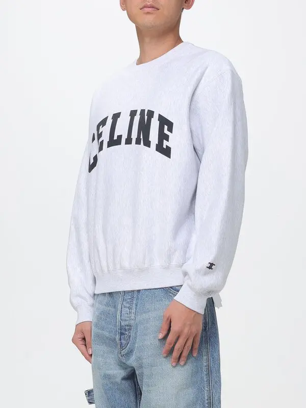 Celine Relaxed Fit Cotton Crewneck Sweatshirt With Contrast Logo