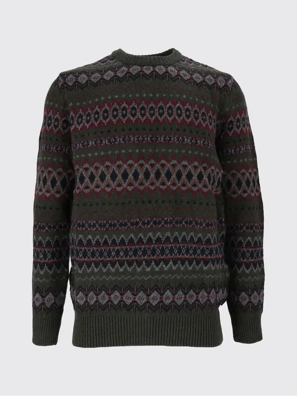 Barbour Case Fair Isle Lambswool Crewneck Jumper With Ethnic Pattern