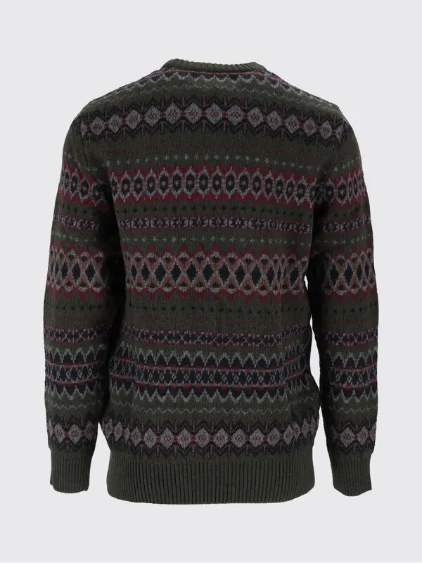 Barbour Case Fair Isle Lambswool Crewneck Jumper With Ethnic Pattern
