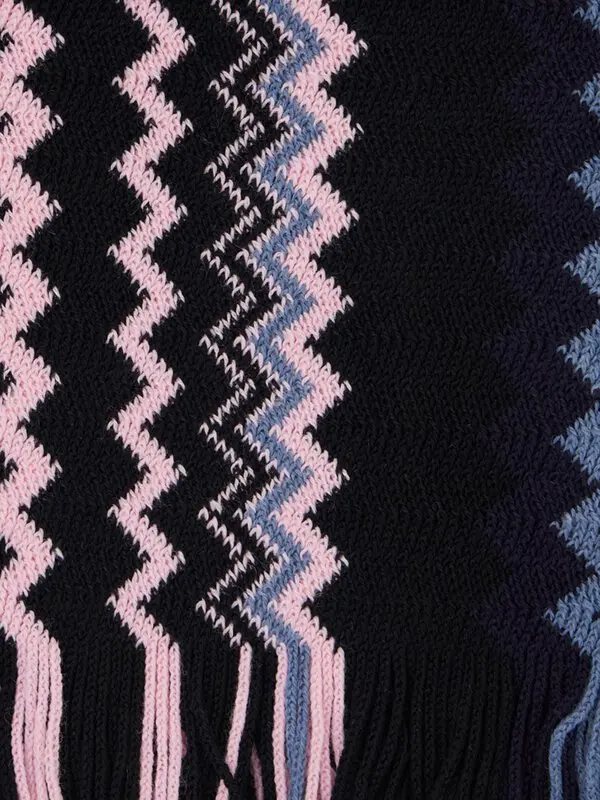 Missoni Wool And Acrylic Blend Scarf With Zig-zag Pattern And Fringes