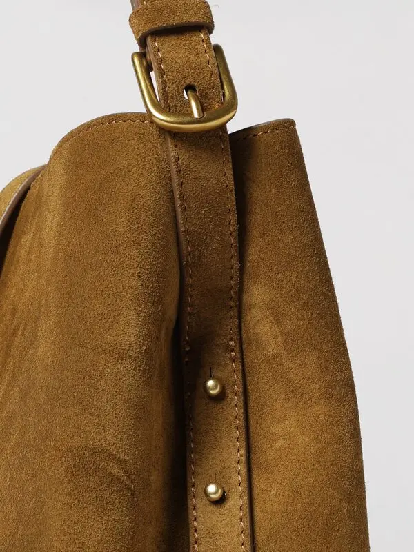 Soeur Bello Suede Calfskin Shoulder Bag With Adjustable Handle - Brown