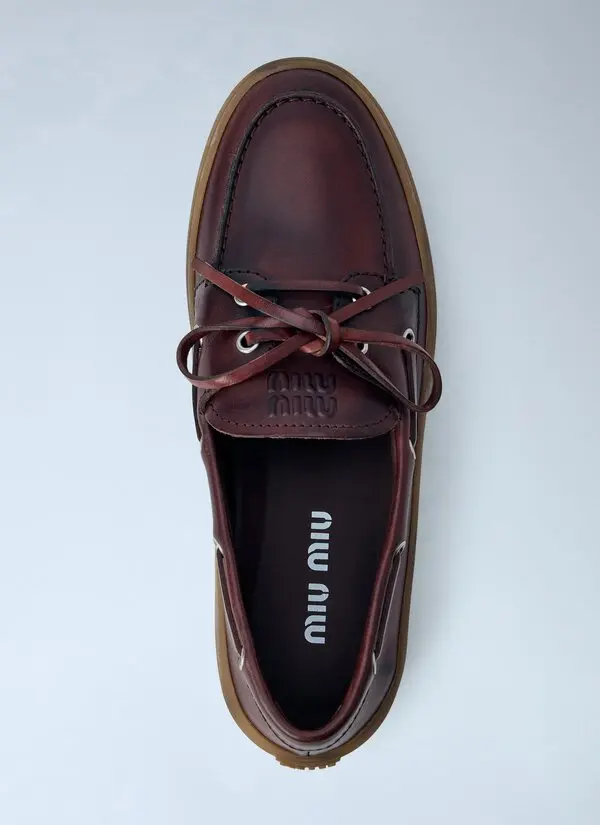 Miu Miu Leather Deck Shoes