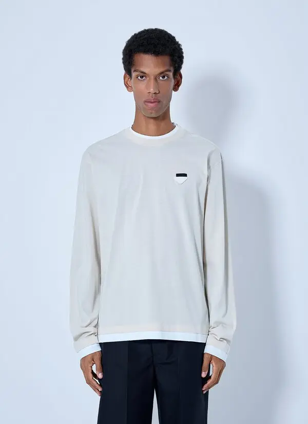 Prada Long- Sleeve Cotton T-shirt - Multicolor