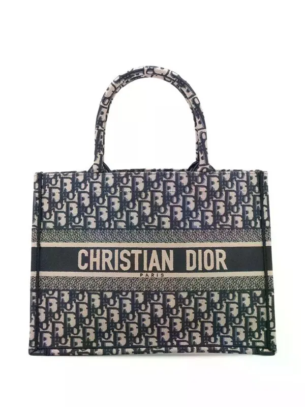 Dior 2010-2026 Medium Oblique Embroidered Canvas Book Tote Bag