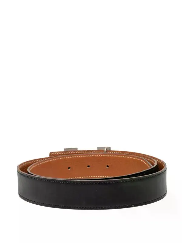 Hermès 2004 Box Calf And Togo Constance H Reversible Belt