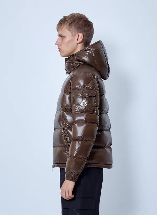 Moncler Maya Hooded Short Down Jacket - Brown