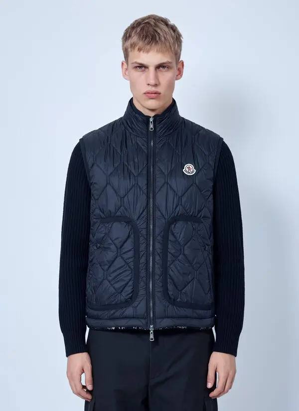 Moncler Reversible Paisley Print Padded Teddy Gilet - Gray
