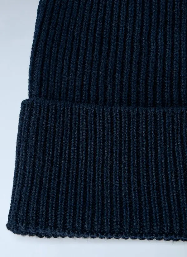 Moncler Ribbed Knit Beanie With Logo Patch