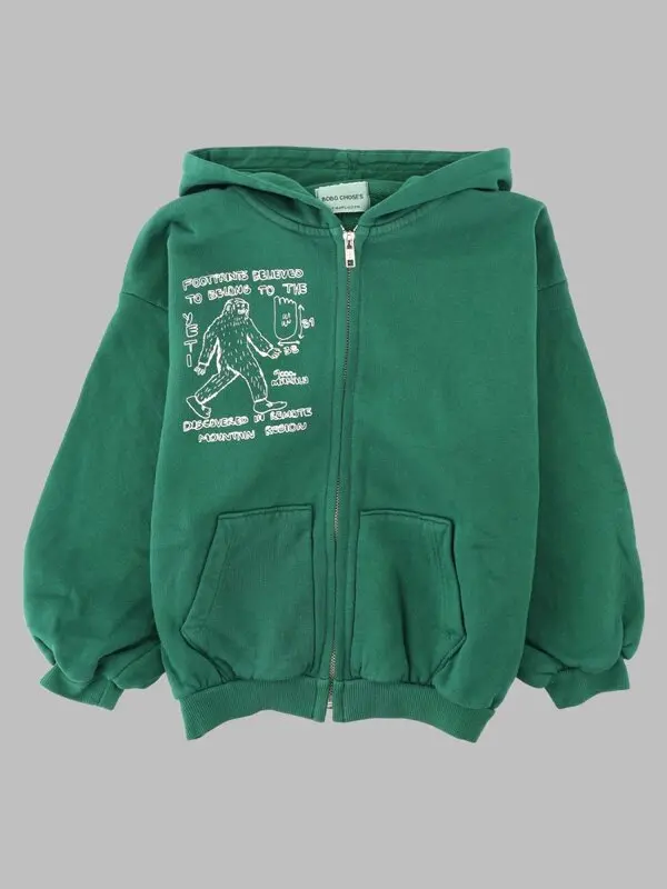 BOBO CHOSES Mr. Footish Zipped Hoodie - Green