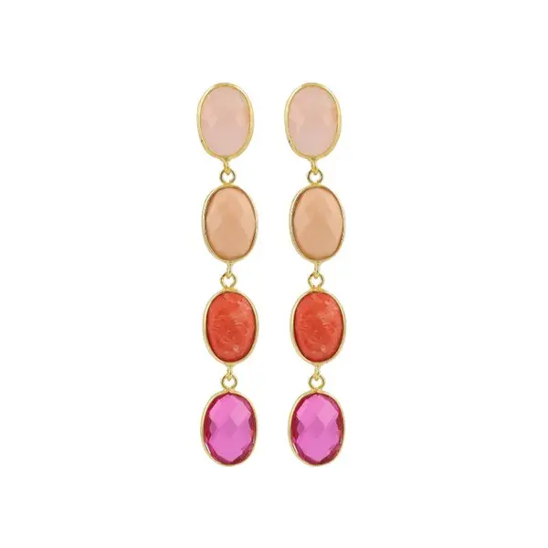 LOTT. GIOIELLI Four Framed Stones Earrings Fuchsia Pink Mix April