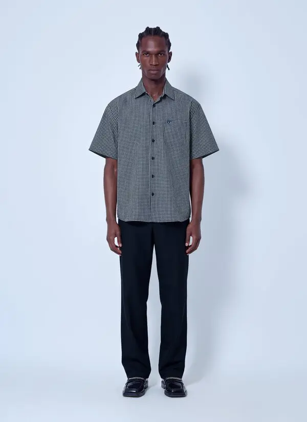 Vetements Metal Logo Checked Short Sleeve Shirt