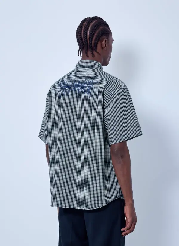 Vetements Metal Logo Checked Short Sleeve Shirt