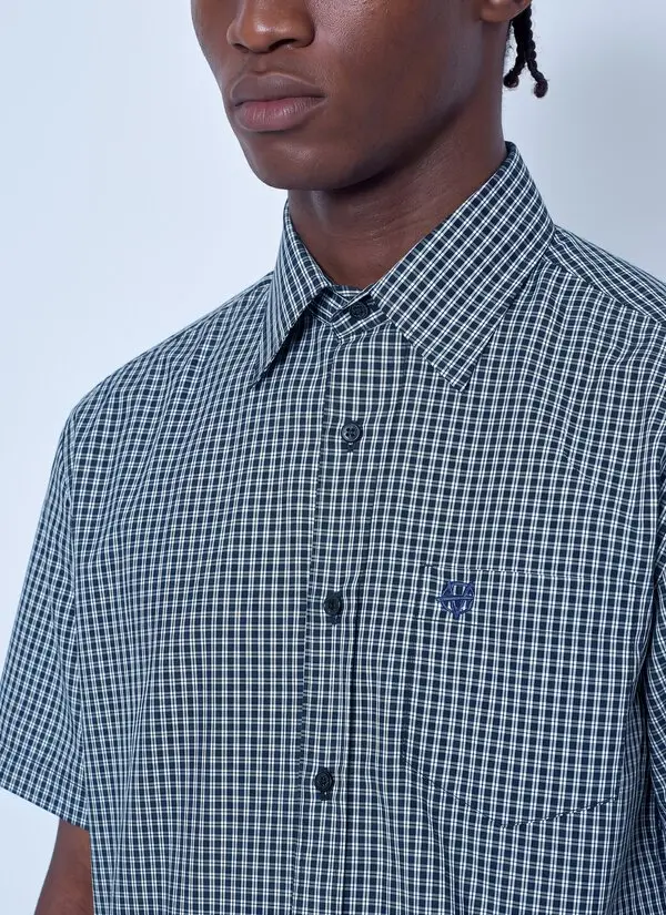 Vetements Metal Logo Checked Short Sleeve Shirt