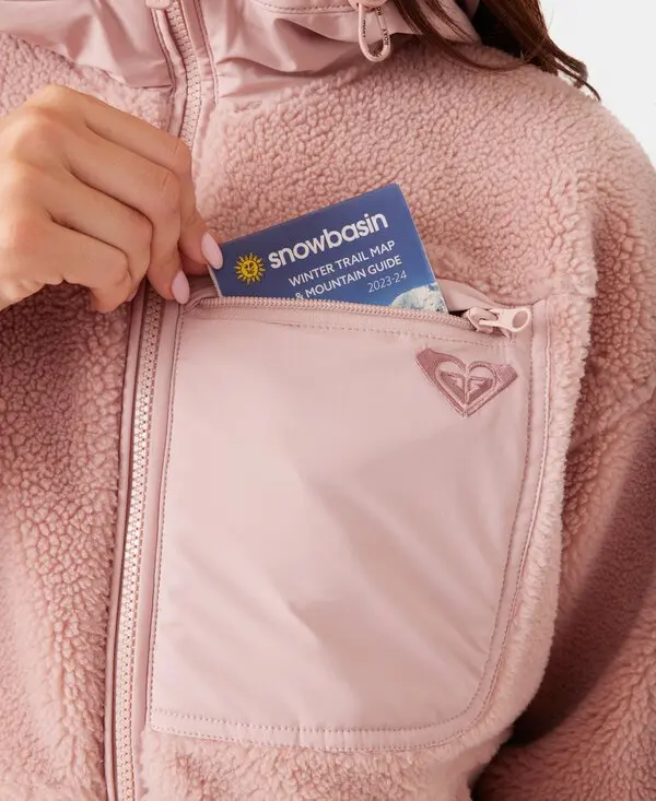 Roxy W25 Everest Full Zip Hooded Sherpa - Adobe Rose