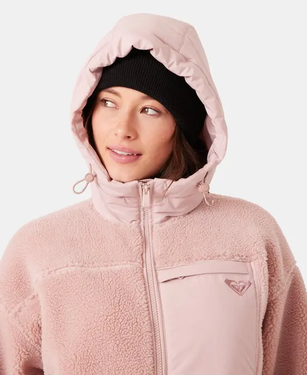 Roxy W25 Everest Full Zip Hooded Sherpa - Adobe Rose