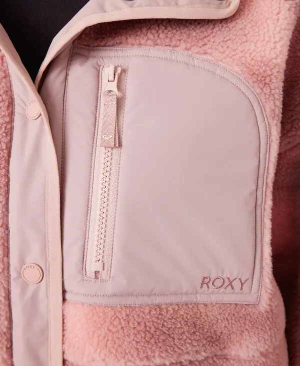 Roxy W25 Everest Full Zip Hooded Sherpa - Adobe Rose