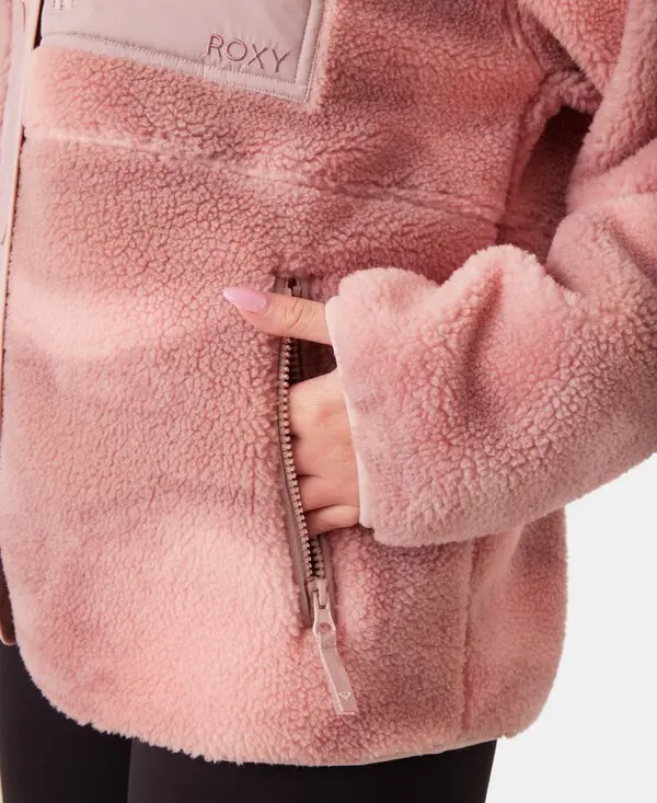 Roxy W25 Everest Full Zip Hooded Sherpa - Adobe Rose