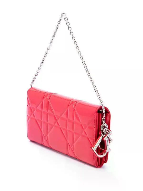Dior 2013 Patent Cannage Embossed Lady Rendez Vous Short Chain Wallet Handbag