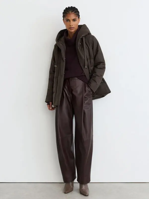 REISS Tory Wool Hooded Puffer Coat
