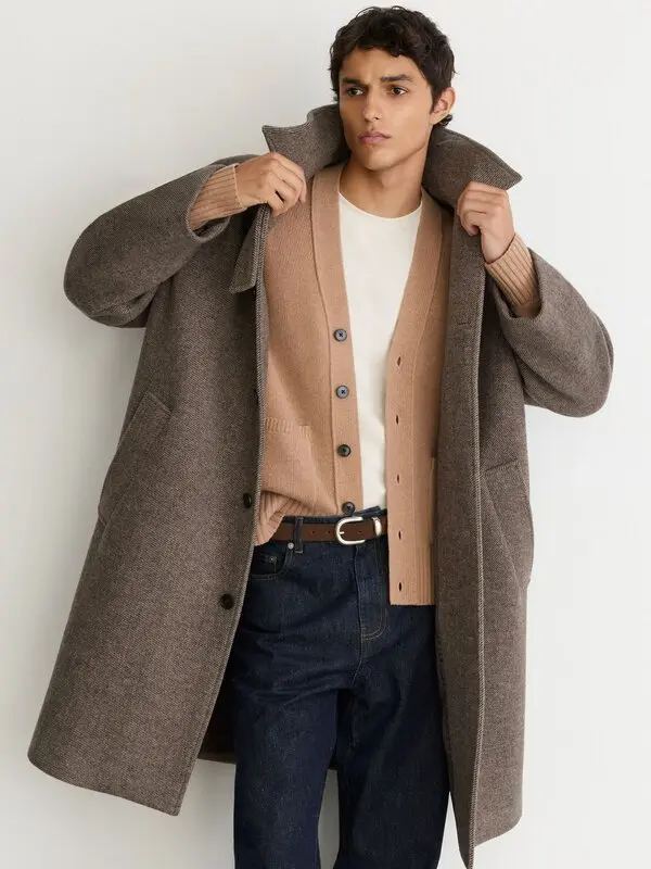 REISS Barrie Monogram Wool-blend Twill Relaxed Raglan Overcoat