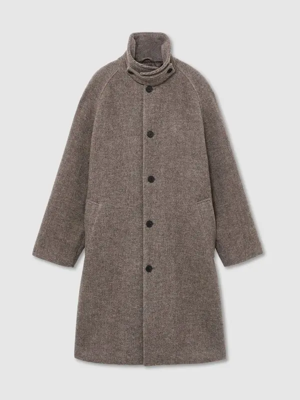 REISS Barrie Monogram Wool-blend Twill Relaxed Raglan Overcoat