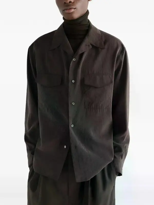 LEMAIRE Convertible Collar Shirt In Dry Silk