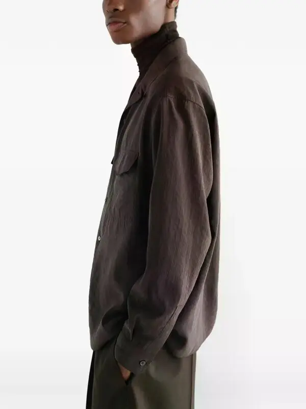 LEMAIRE Convertible Collar Shirt In Dry Silk