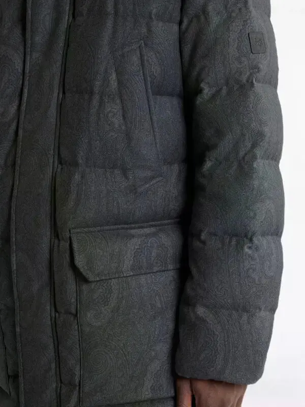 Etro Wool Down Jacket With Hood And Arnica Motif