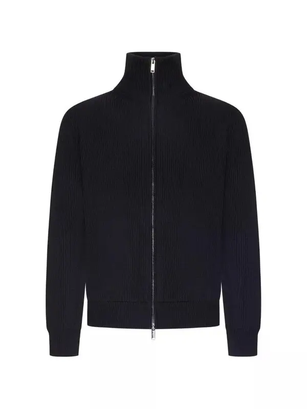 ROBERTO COLLINA Ribbed-knit Zip-up Cardigan - Black