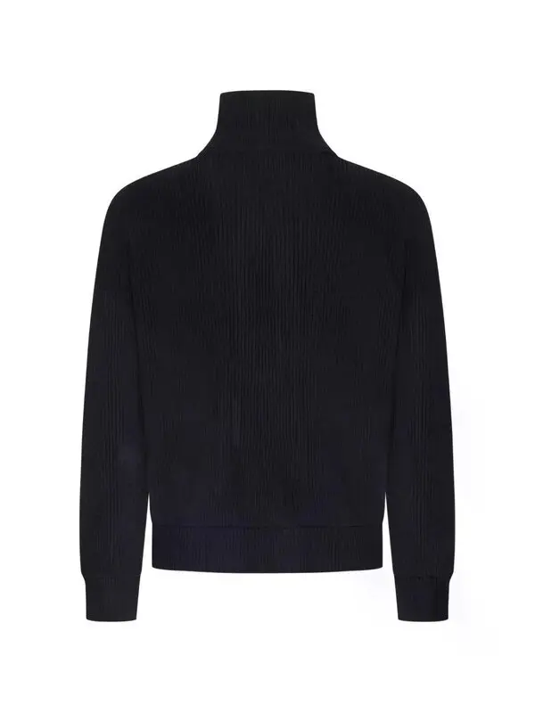 ROBERTO COLLINA Ribbed-knit Zip-up Cardigan - Black