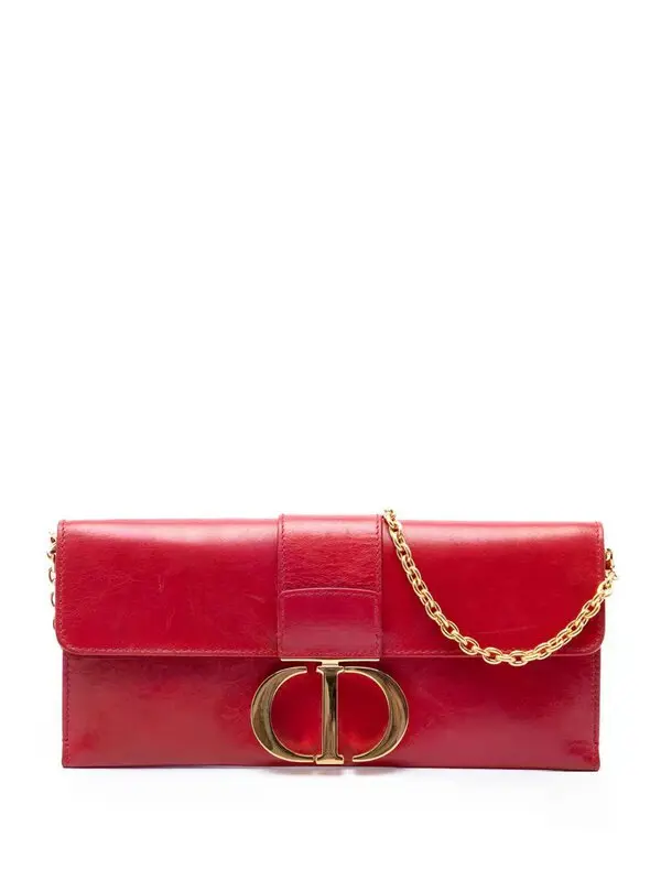 Dior 2019 Leather Montaigne 30 Clutch With Chain Crossbody Bag - Red