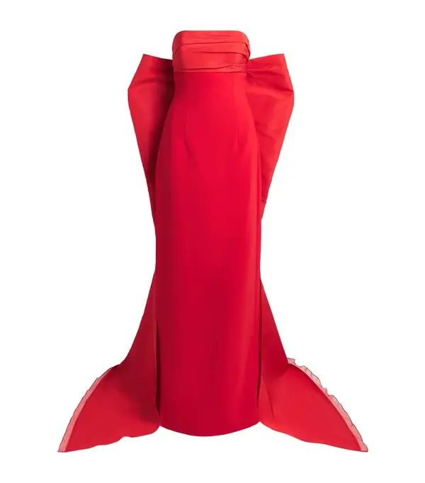 Carolina Herrera Silk Bow-train Gown - Red