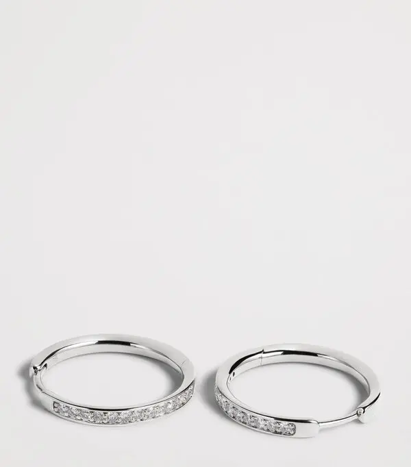 Monica Vinader Small Sterling And Diamond Hoop Earrings