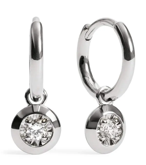 Monica Vinader Sterling And Diamond Round Huggie Earrings