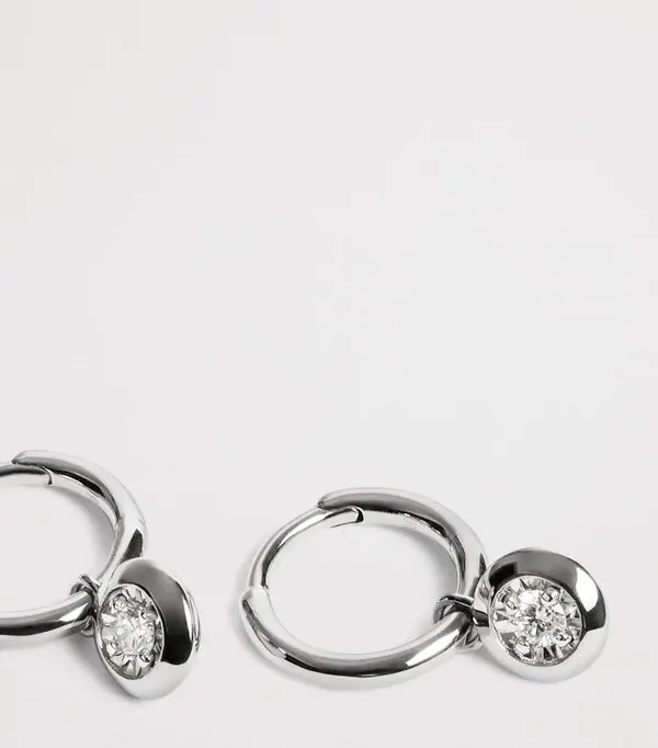 Monica Vinader Sterling And Diamond Round Huggie Earrings