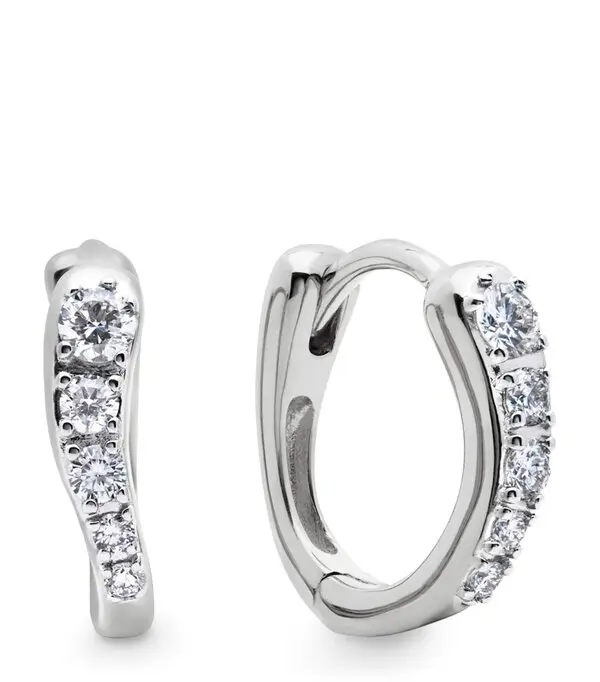 Monica Vinader Sterling And Diamond Riva Huggie Earrings - Silver