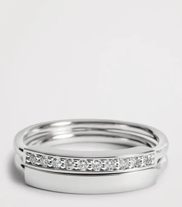 Monica Vinader Sterling And Diamond Linear Stacking Ring