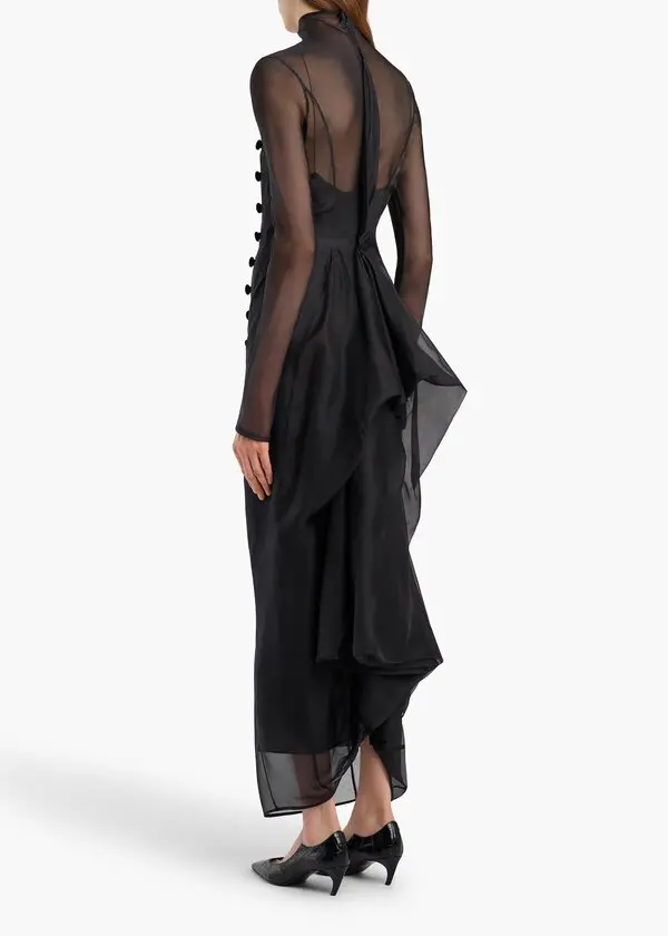 Khaite Toldo Dress In With Draped Cord Embroidery