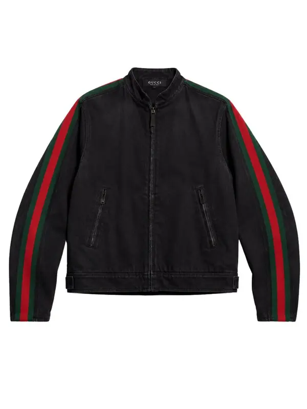 Gucci Biker Jacket In Certified Cotton Denim With Washed Effect