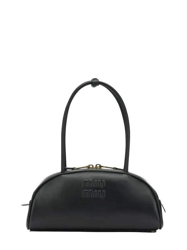 Miu Miu Beau Mini Handbag In Calf Leather With Gold-tone Hardware - Black