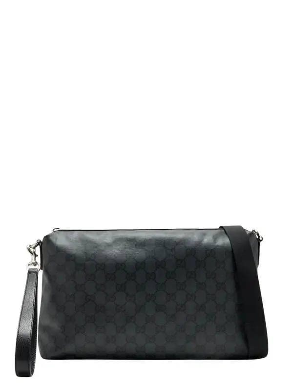 Gucci Leather Essence Handbag With Red And Green Web Trim - Black