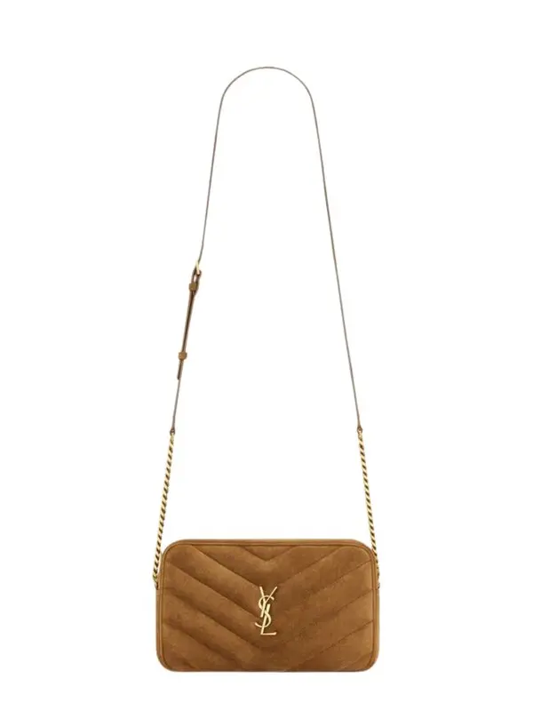 Saint Laurent Loulou Mini Leather Handbag With Zip Closure And Bronze-tone Hardware - Brown
