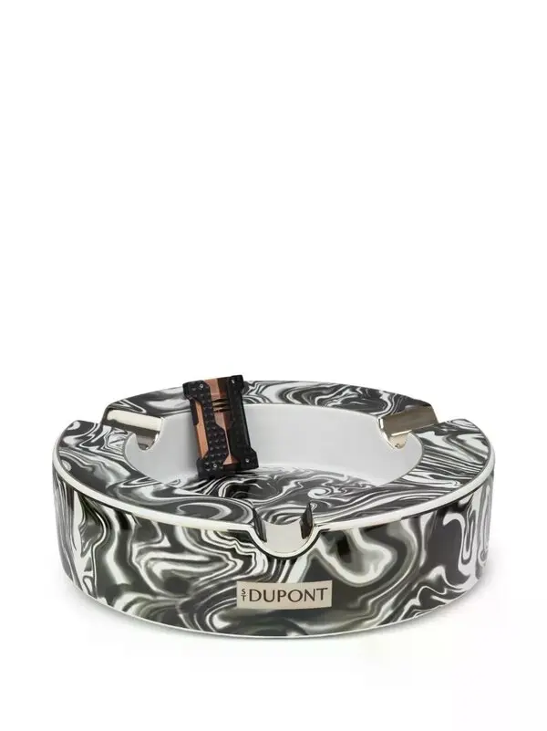 S.t. Dupont Marble-print Porcelain Ashtray - Black