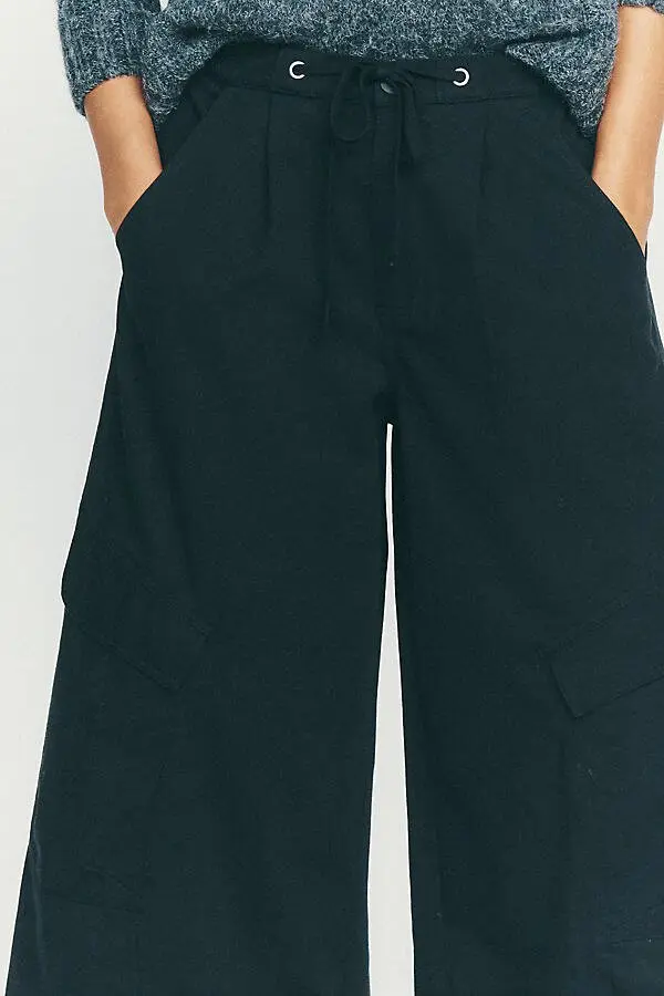 WHITEROOM + CACTUS Ridley 100% Cotton Cropped Utility Pants - Black