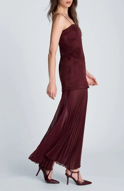 KENNETH COLE Pleated Faux Suede Midi Dress